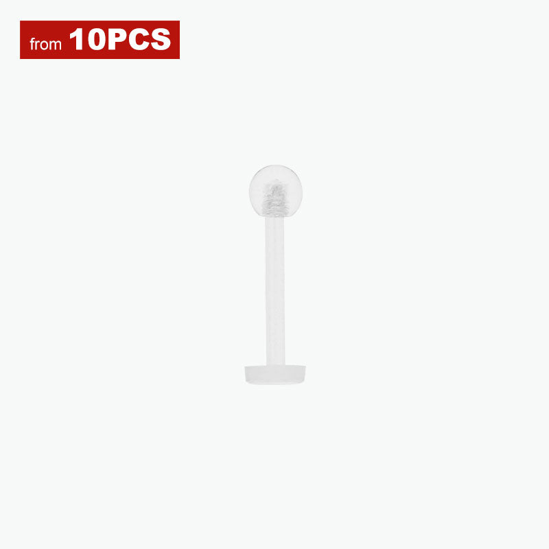 vertical labret clear retainer - 18G 10mm - PiercingArt