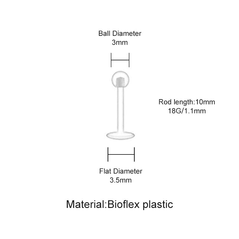 vertical labret clear retainer - 18G 10mm - PiercingArt